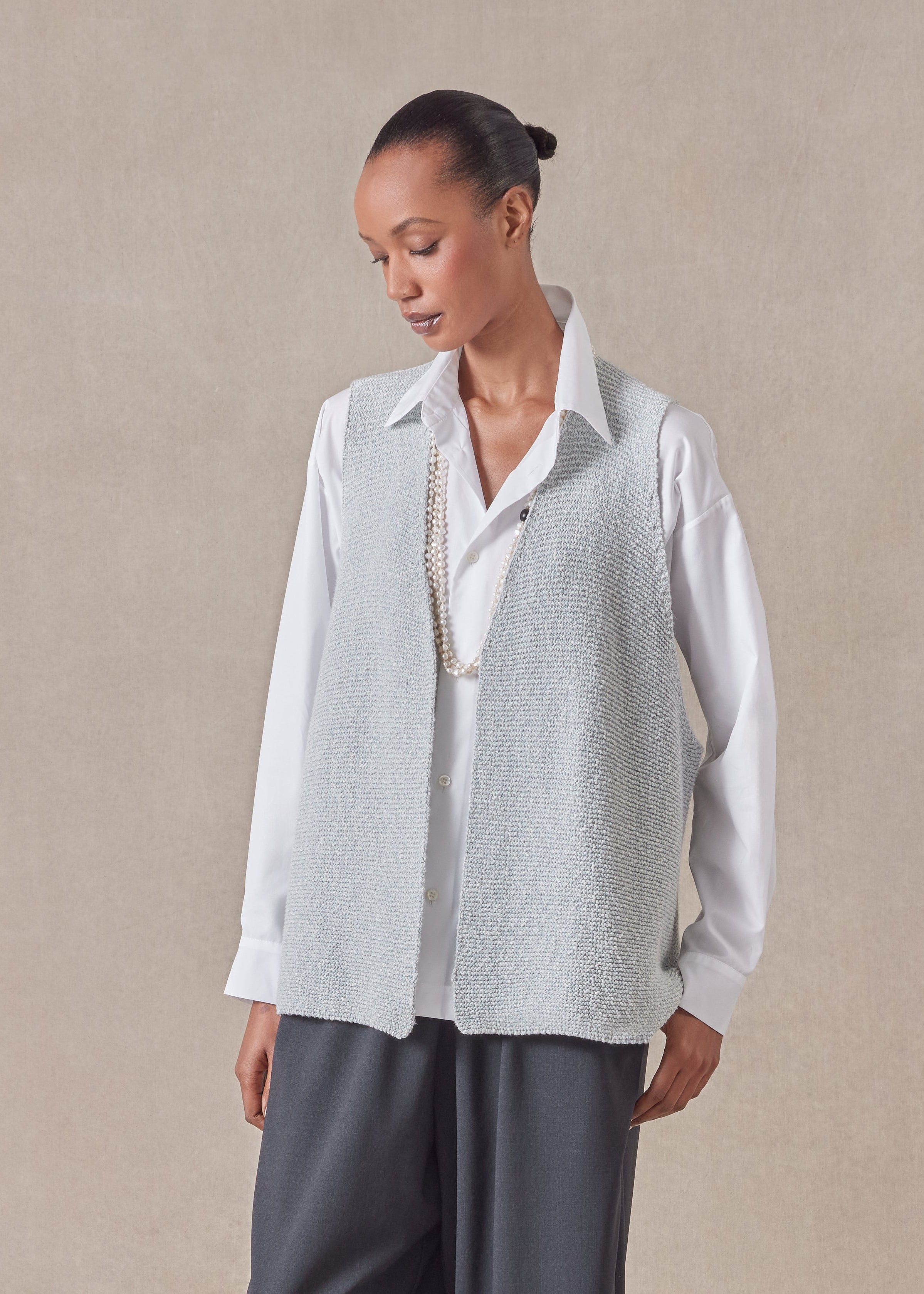cotton open waistcoat - mid (lightdenim)