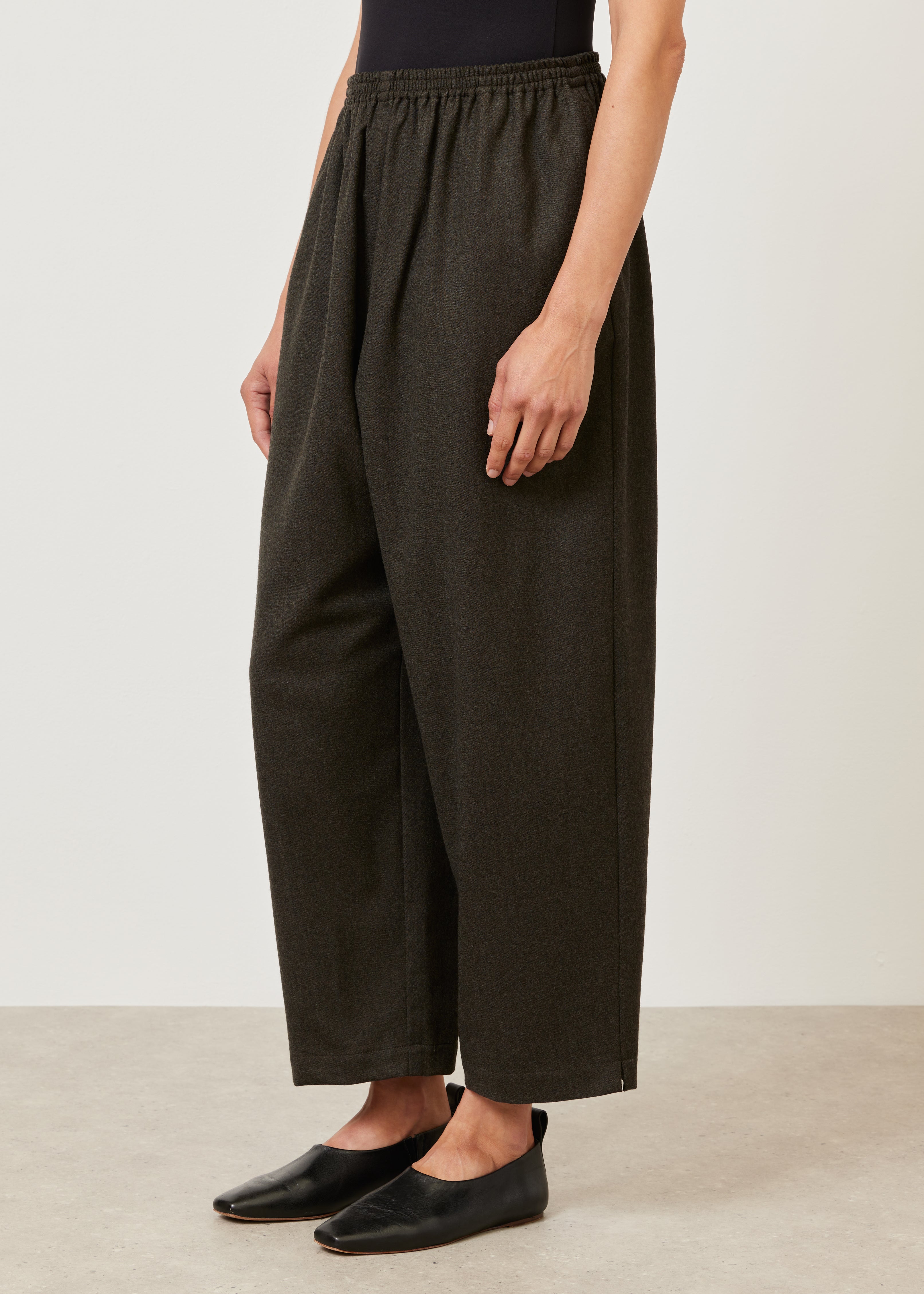 wool longer japanese trouser with ankle slits